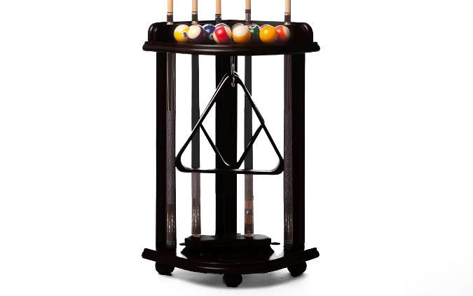 Black finish floor corner pool cue rack